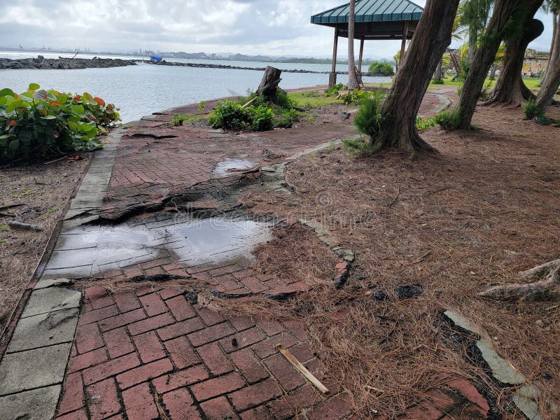 Dilapidated or Broken Red Brick Path or Trail Stock Image - Image of ...