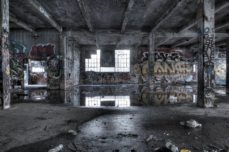Dilapidated Building Interior Stock Image - Image of broken, messy ...