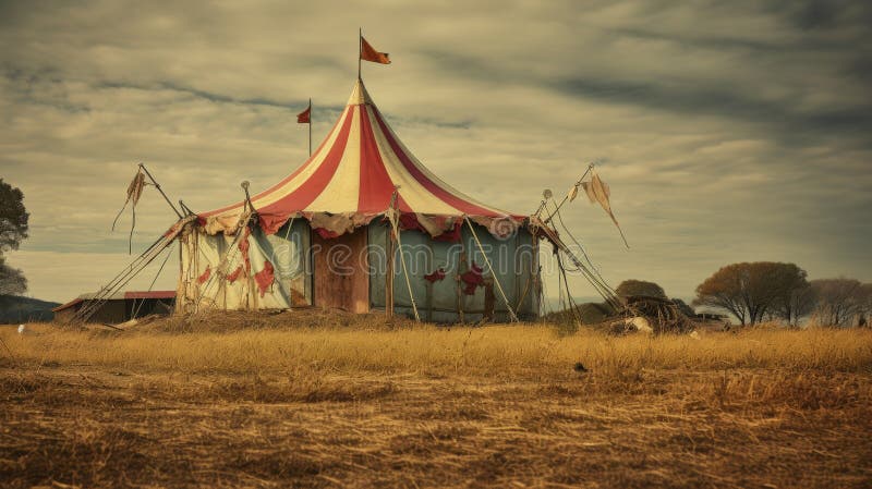 Dilapidated Circus Tent Forgotten in Field Stock Illustration ...