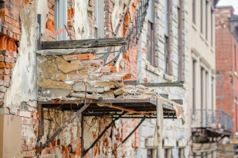 Dilapidated Crumbling Brick Building Structure Showing Extensive Damage ...