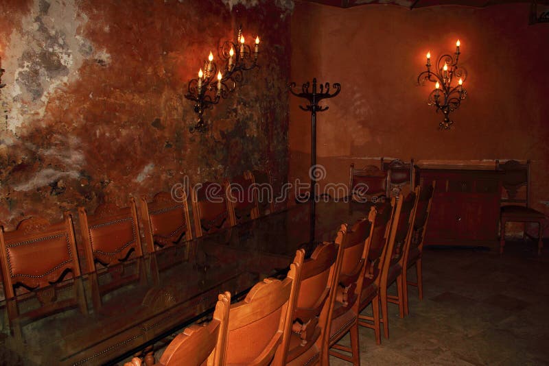 Dilapidated dining room stock image. Image of wooden - 48221533