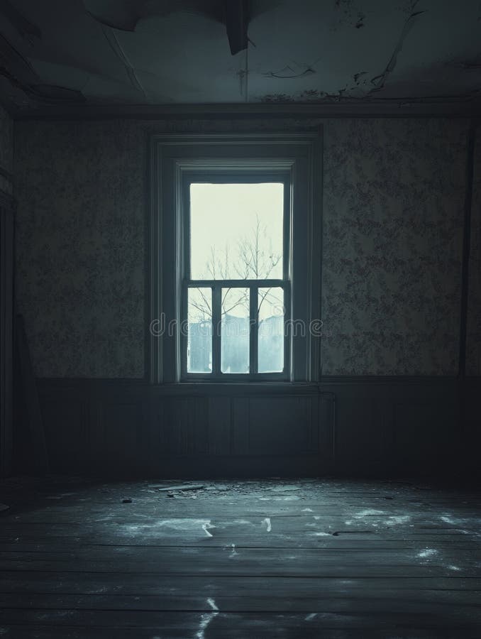 Dilapidated, Gloomy Room with a Single Window Letting in Light. Stock ...