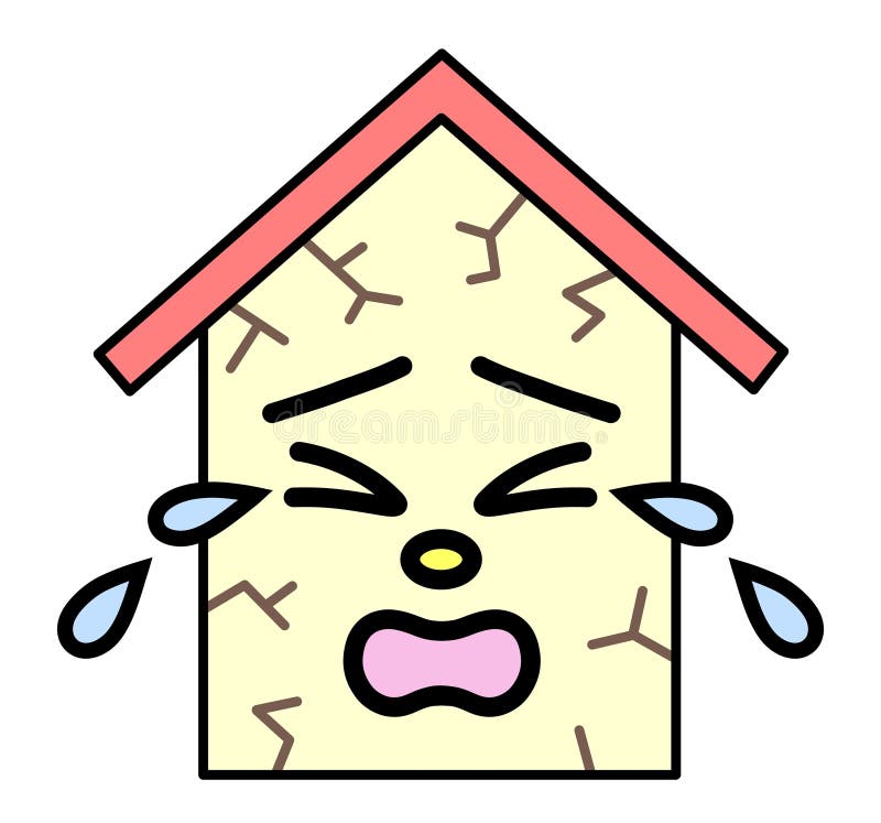 A House Character Cracked and Crying Stock Photo - Illustration of ...