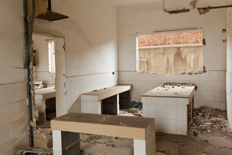 Dilapidated Interior stock photo. Image of building, white - 186810
