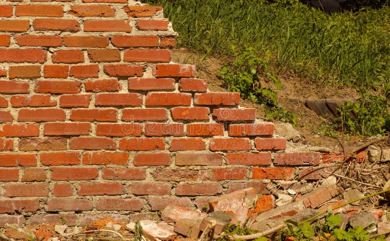 Dilapidated brick wall stock image. Image of structure - 378811889