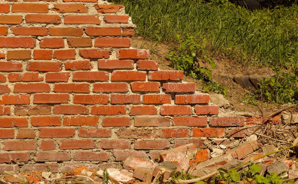 Dilapidated brick wall stock image. Image of structure - 378811889