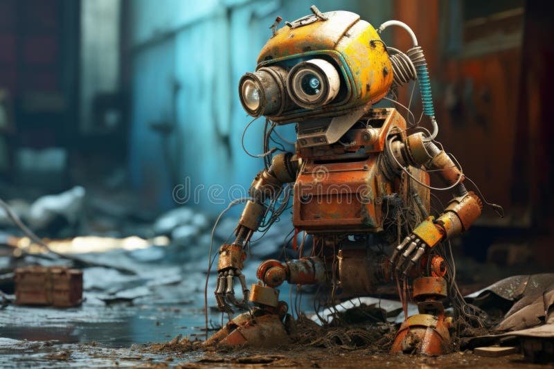 Dilapidated Rusty Robot Trash. Generate Ai Stock Image - Image of parts ...