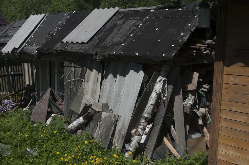 Dilapidated Structure in a Village Stock Photo - Image of wire, barn ...