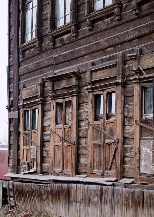 Dilapidated Wooden Building Stock Photo - Image of glass, condition ...