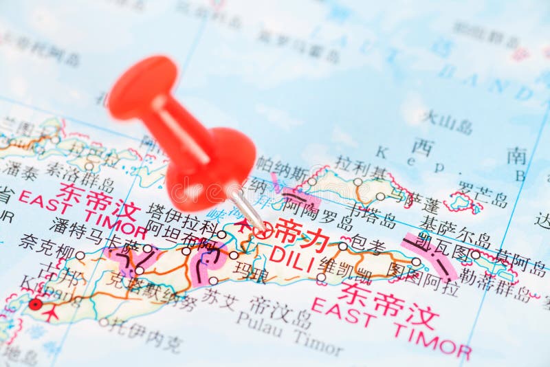 Dili, the Capital of East Timor, Marked by a Tack on the Map Editorial ...