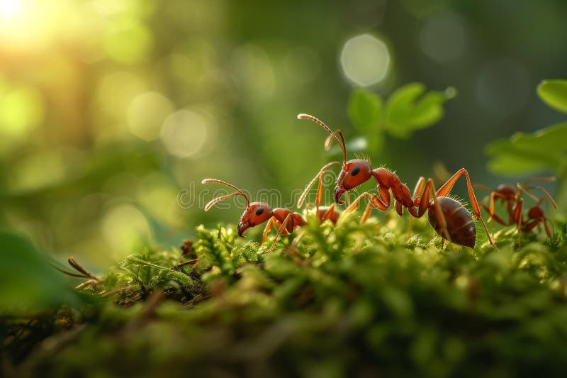 Diligent Ants Macro Grass. Generate Ai Stock Image - Image of wild ...