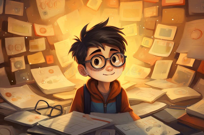 Diligent Boy Doing Math Homework. Generate Ai Stock Image - Image of ...