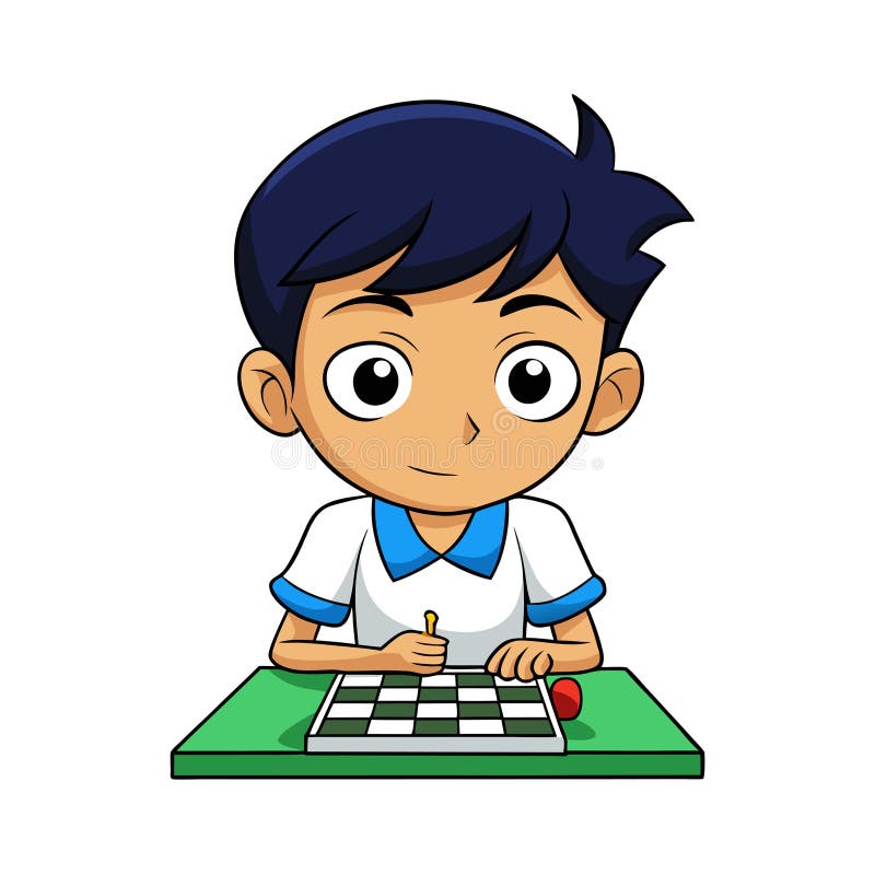 Diligent Cartoon Boy Mastering Chess Skills Stock Vector - Illustration ...