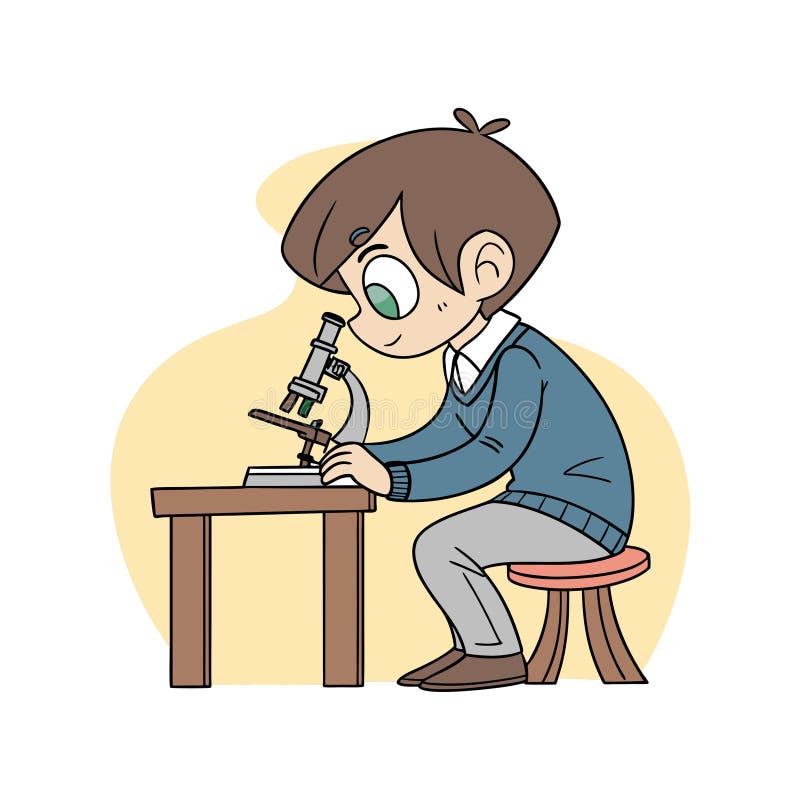 Diligent Cartoon Boy Working on Projects Stock Illustration ...