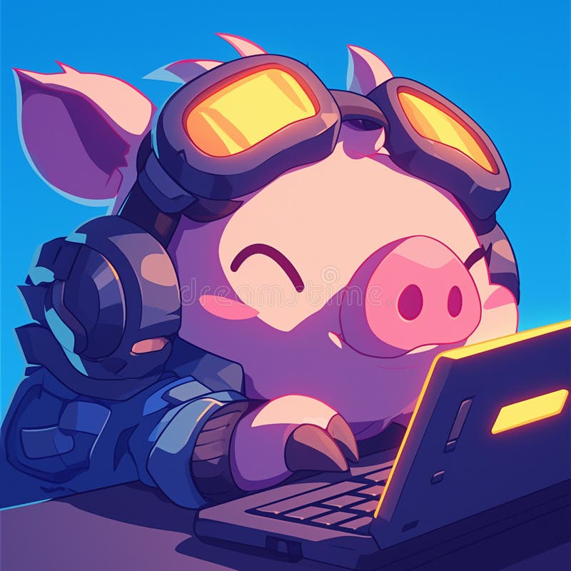 A Diligent Pig Software Engineer Cartoon Style Stock Vector ...