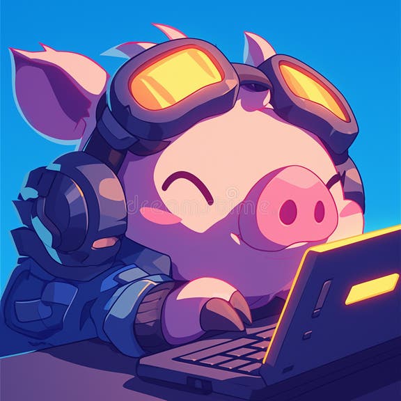 A Diligent Pig Software Engineer Cartoon Style Stock Vector ...