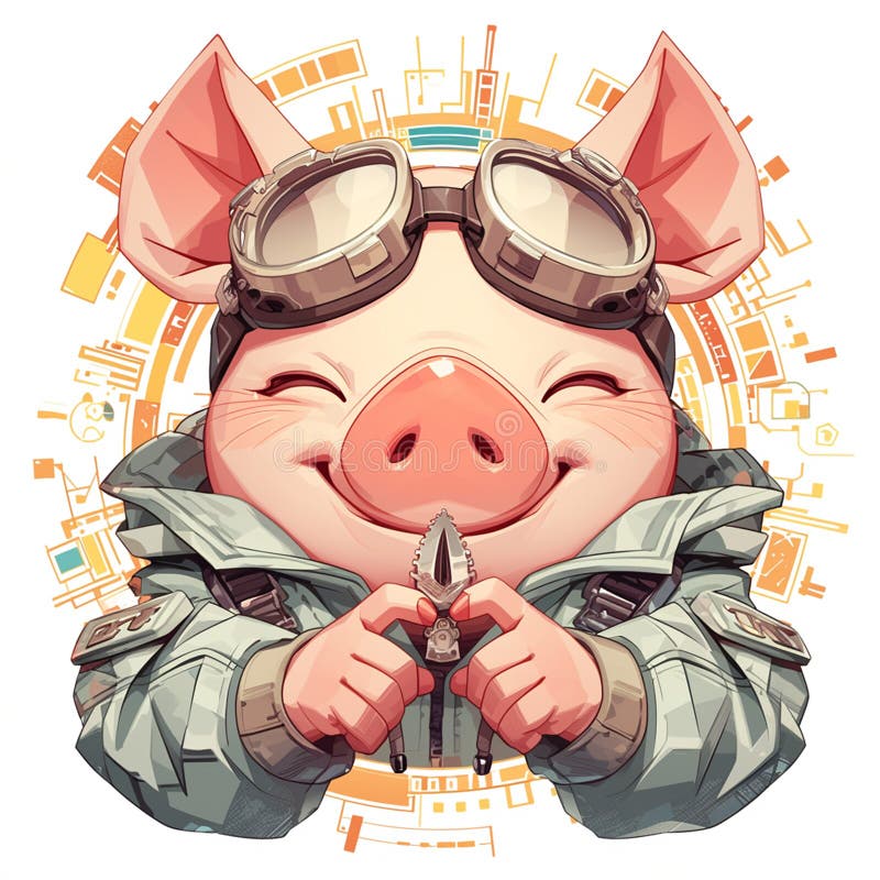 A Diligent Pig Software Engineer Cartoon Style Stock Vector ...