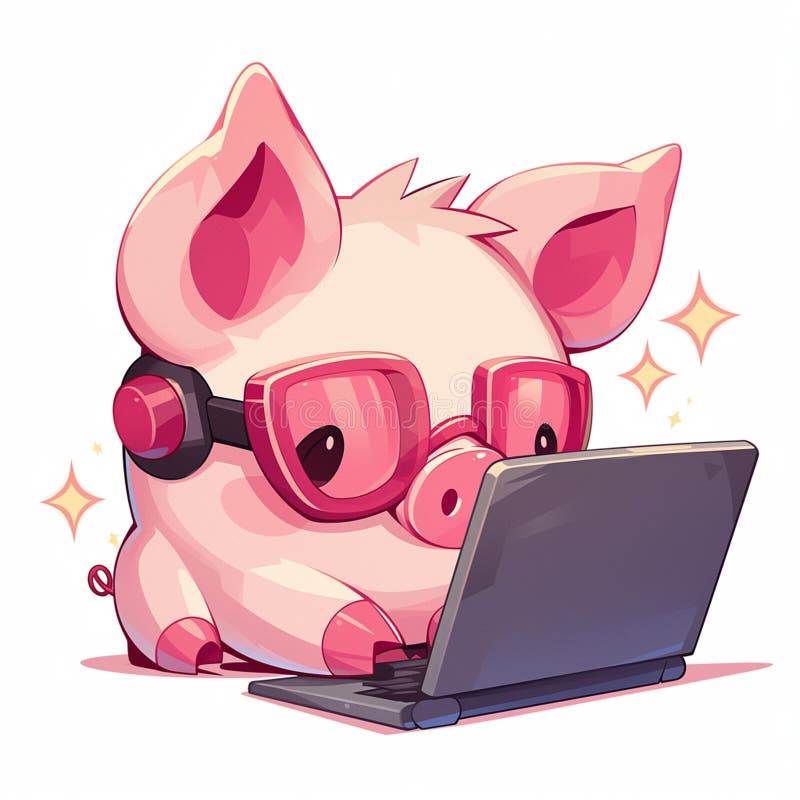 A Diligent Pig Software Engineer Cartoon Style Stock Vector ...