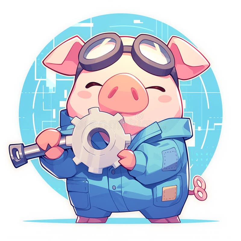 A Diligent Pig Software Engineer Cartoon Style Stock Vector ...