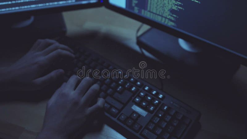 Serious Thoughtful Programmer Working at Night Stock Footage - Video of ...