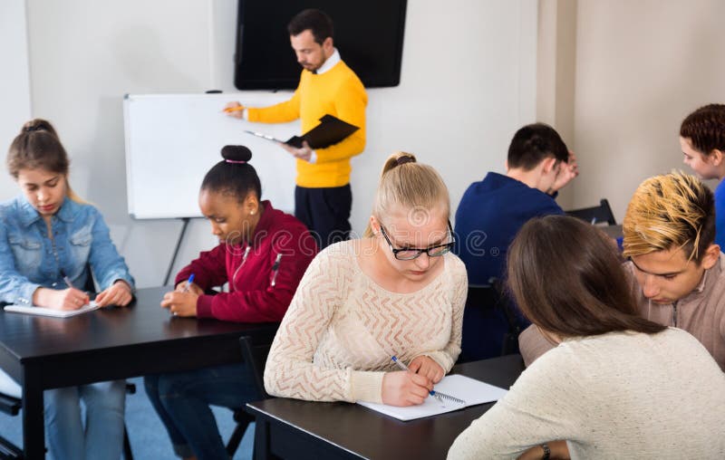 Fellow Students Having Group Work Tasks during School Day Stock Image ...