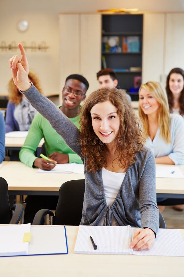 Diligent Student Raising Hand Stock Image - Image of learn, student ...