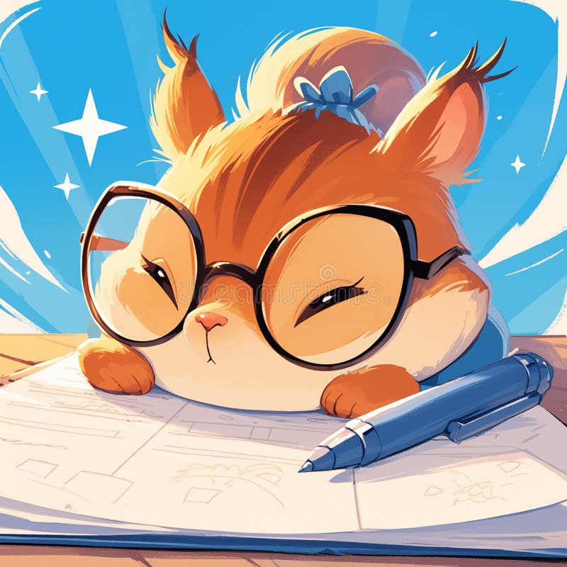 A Diligent Squirrel Writer Cartoon Style Stock Vector - Illustration of ...