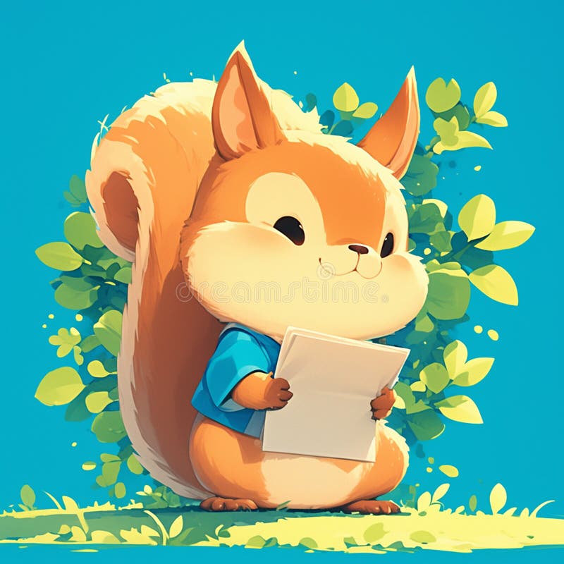 A Diligent Squirrel Writer Cartoon Style Stock Vector - Illustration of ...