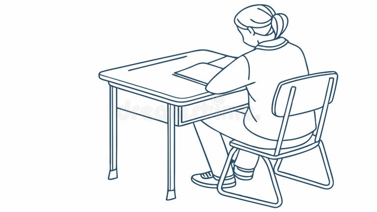 Diligent Student at Desk. Learning and Academic Study, Vector Design ...