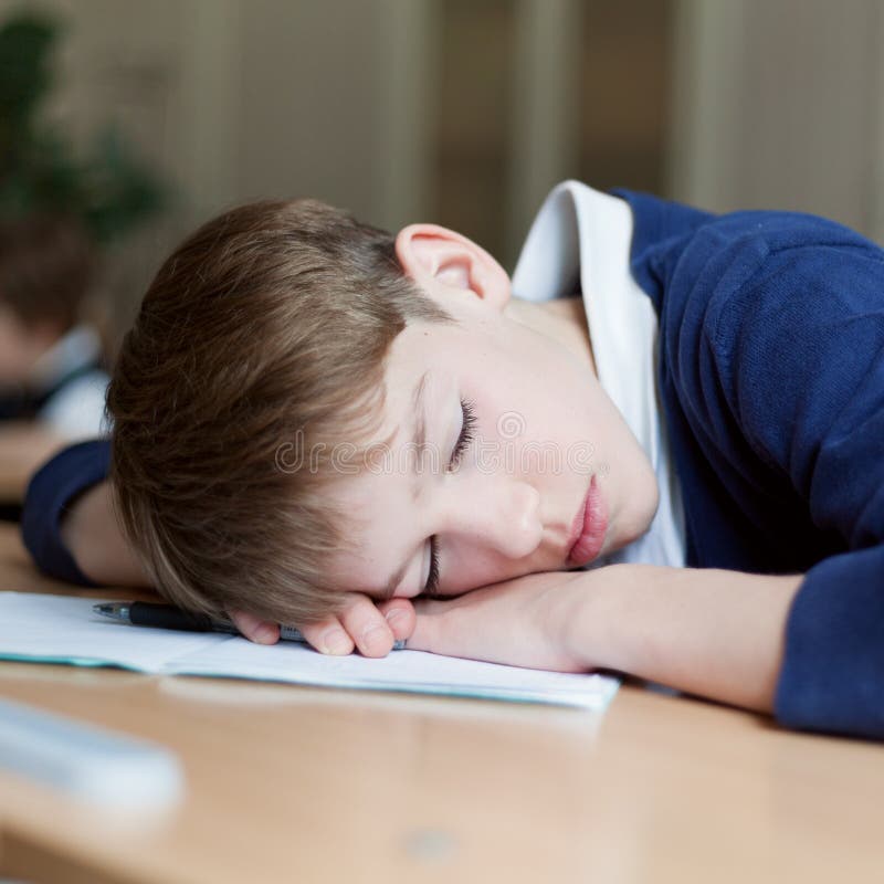 Diligent Student Sitting at Desk, Classroom Stock Image - Image of ...