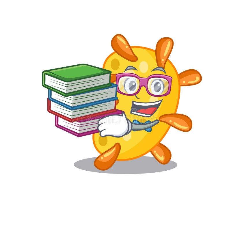 A Diligent Student in Vibrio Mascot Design Concept with Books Stock ...