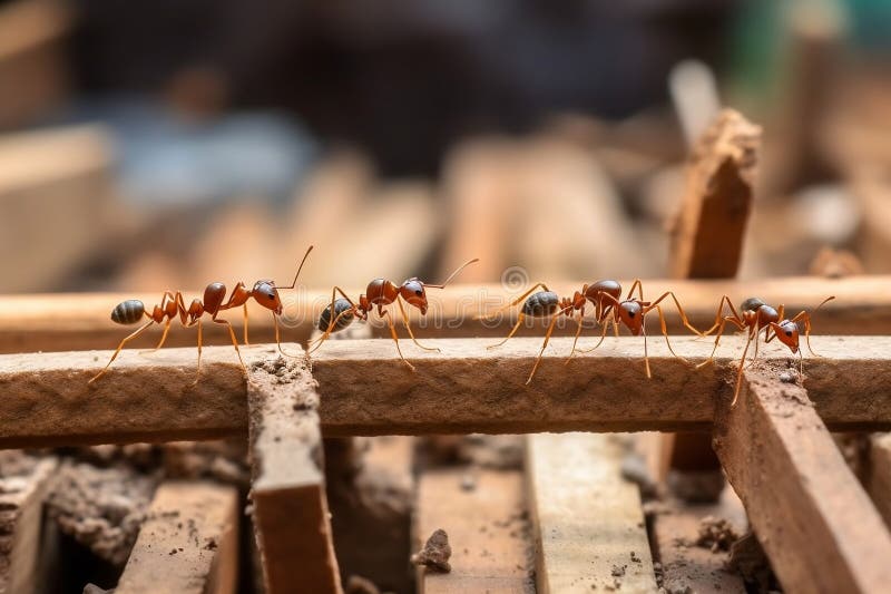 A Diligent Team of Ants Working Together To Construct a Bridge ...