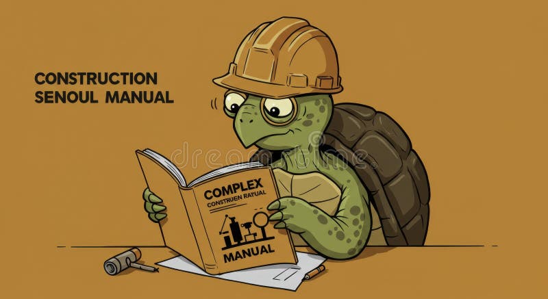 Hard Hat Turtle Reading Construction Manual Stock Illustration ...