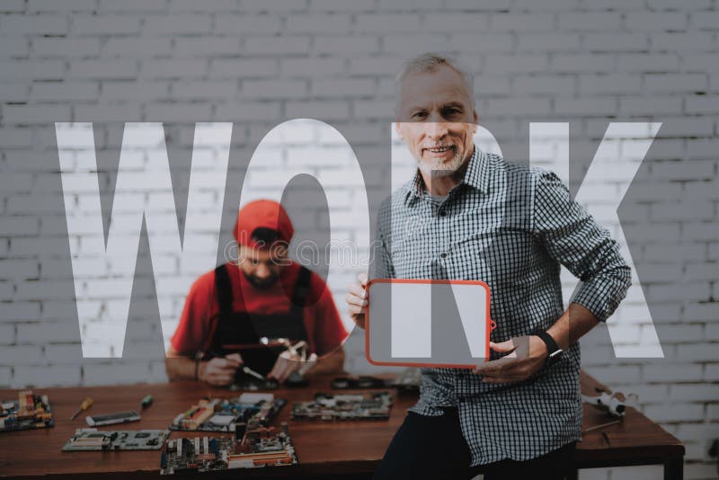 Good Worker of Computer Service and Happy Boss. Stock Photo - Image of ...