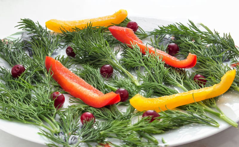 Dill with Bell Pepper on a Plate Stock Image - Image of bright, sweet ...