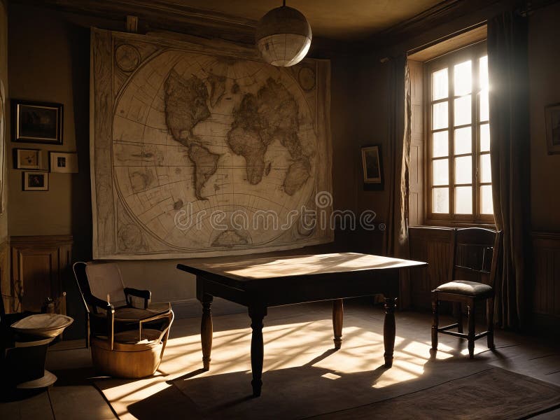 A Dim and Dark Room is Partially Illuminated by Sunlight Shining ...