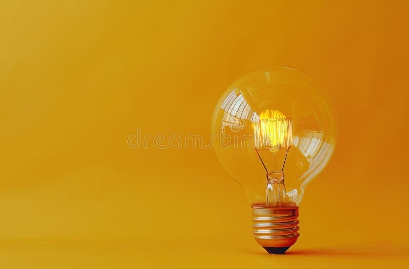 Dim Light Bulb Isolated on a Yellow Background Stock Photo - Image of ...