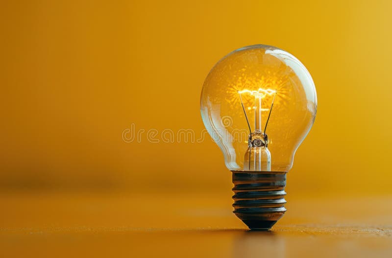 Dim Light Bulb Isolated on a Yellow Background Stock Photo - Image of ...
