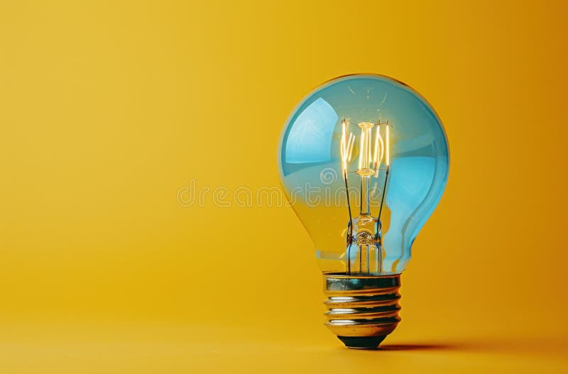 Dim Light Bulb Isolated on a Yellow Background Stock Image - Image of ...