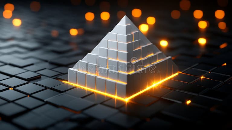 Dim Lighting Illuminates a Wooden Pyramid Structure Stock Image - Image ...