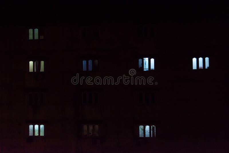 Dim Lights from Apartment Windows at Night in Yangon 1 Stock Image ...