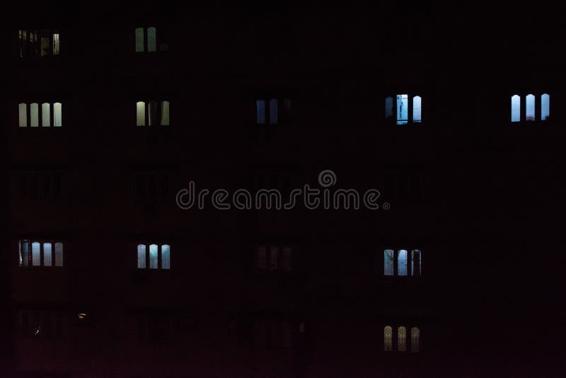 Dim Lights from Apartment Windows at Night in Yangon 2 Stock Photo ...