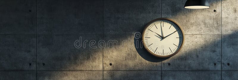 Dim-lit Industrial Wall Featuring a Vintage Wall Clock Stock ...
