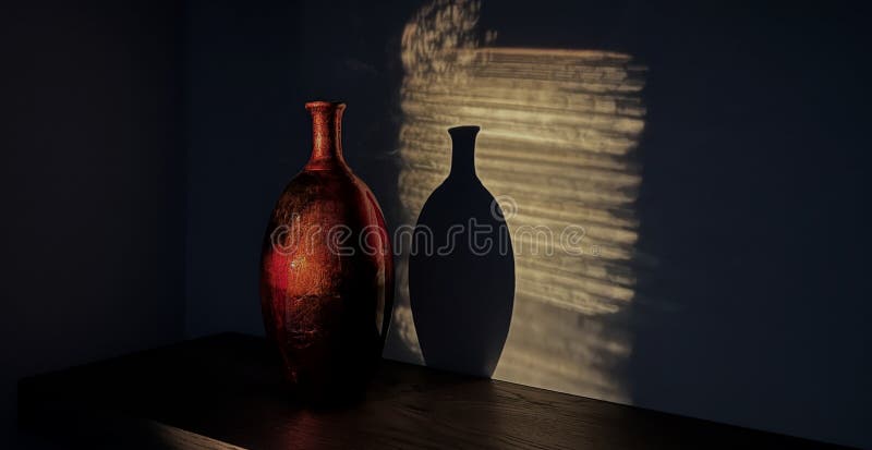Vase Dimly Lit by Early Morning Sunlight Stock Image - Image of white ...
