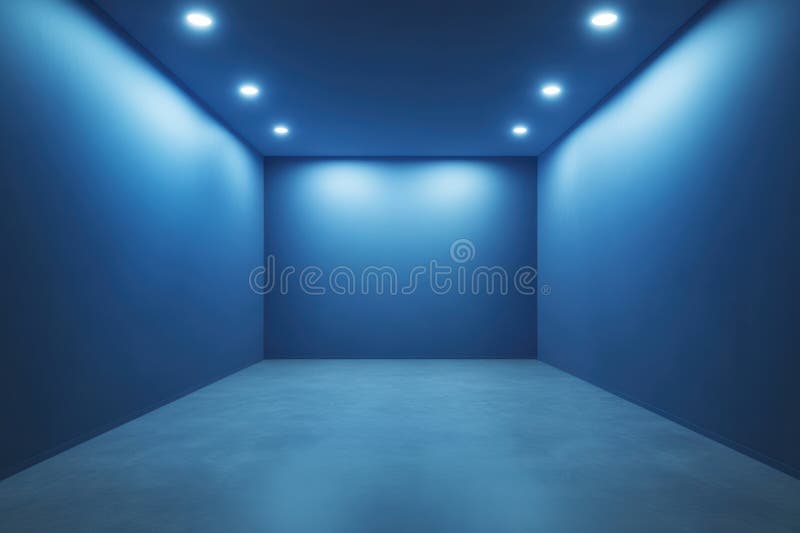 A Dim Room Features Blue Walls and a Matching Floor, Creating a ...