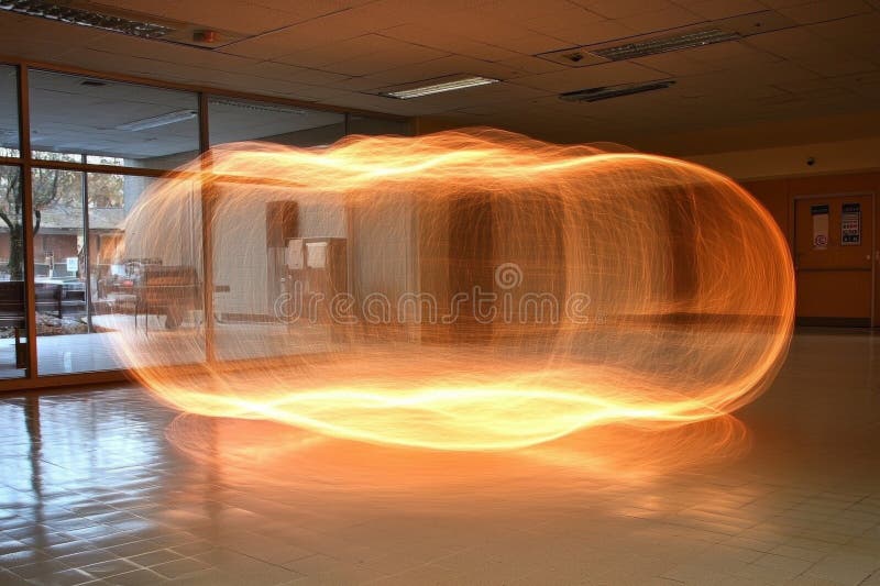 In Dim Room Orb of Intense Light Hovers Casting Shifting Patterns on ...