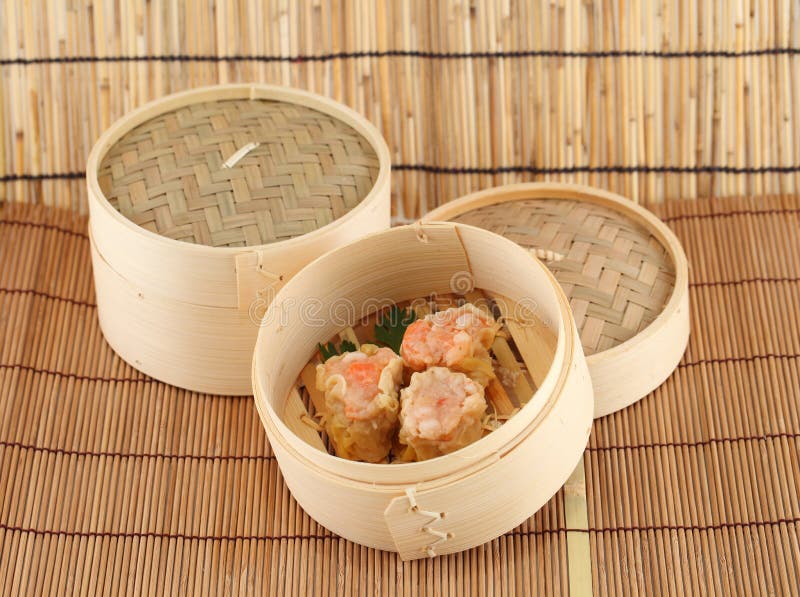 Dim Sum in Bamboo Steamed Bowl Stock Image - Image of dish, dinner ...