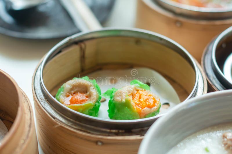 Dim Sum in Bamboo Steamer, Chinese Cuisine Stock Image - Image of ...