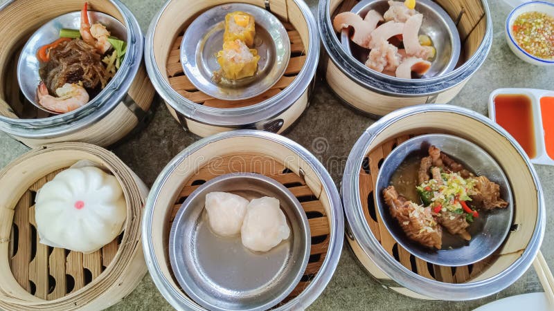Dim Sum in Bamboo Steamer, Chinese Cuisine Stock Photo - Image of ...