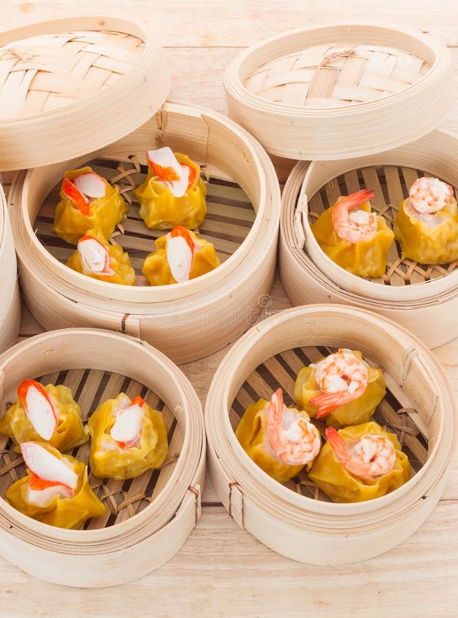 Steamed Dim Sum In Bamboo Trays Stock Image - Image of singapore ...